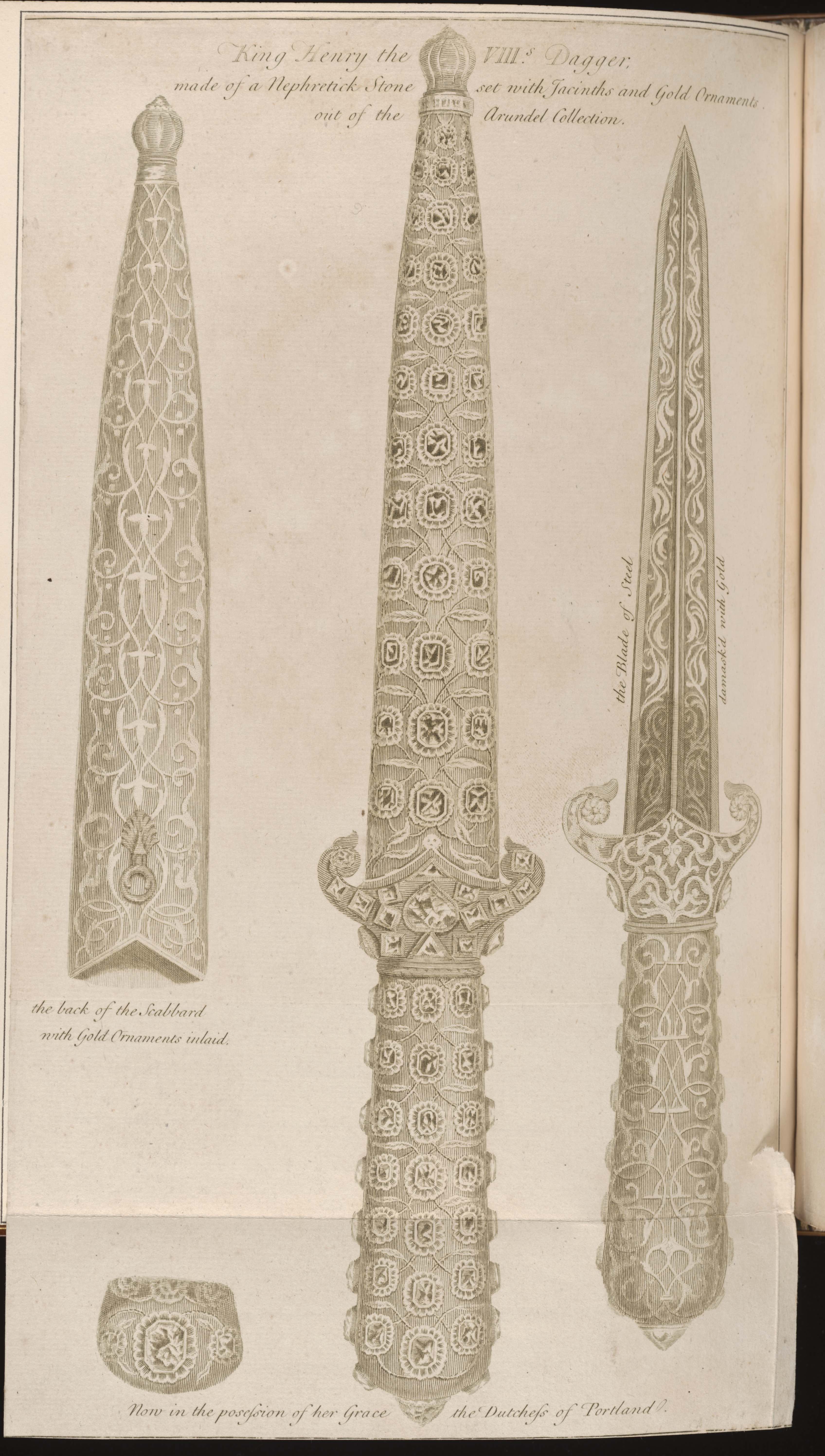 Henry the VIII dagger, engraving by George Vertue, 1749. The Lewis ...